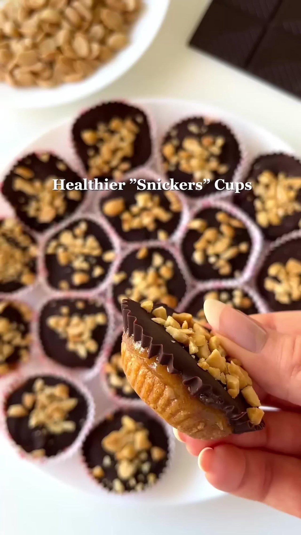 Healthier ”Snickers” Cups😍 #easyrecipes #easydessert #glutenfree #food ...